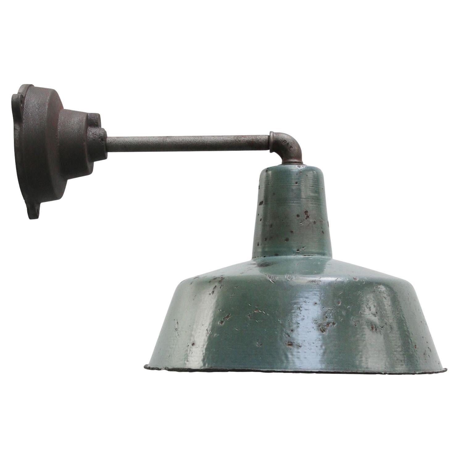 Black Enamel Vintage Industrial Cast Iron Factory Wall Light For Sale ...