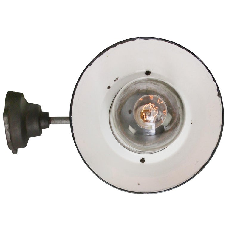 Green Enamel Vintage Industrial Clear Glass Scone Wall Light at 1stDibs