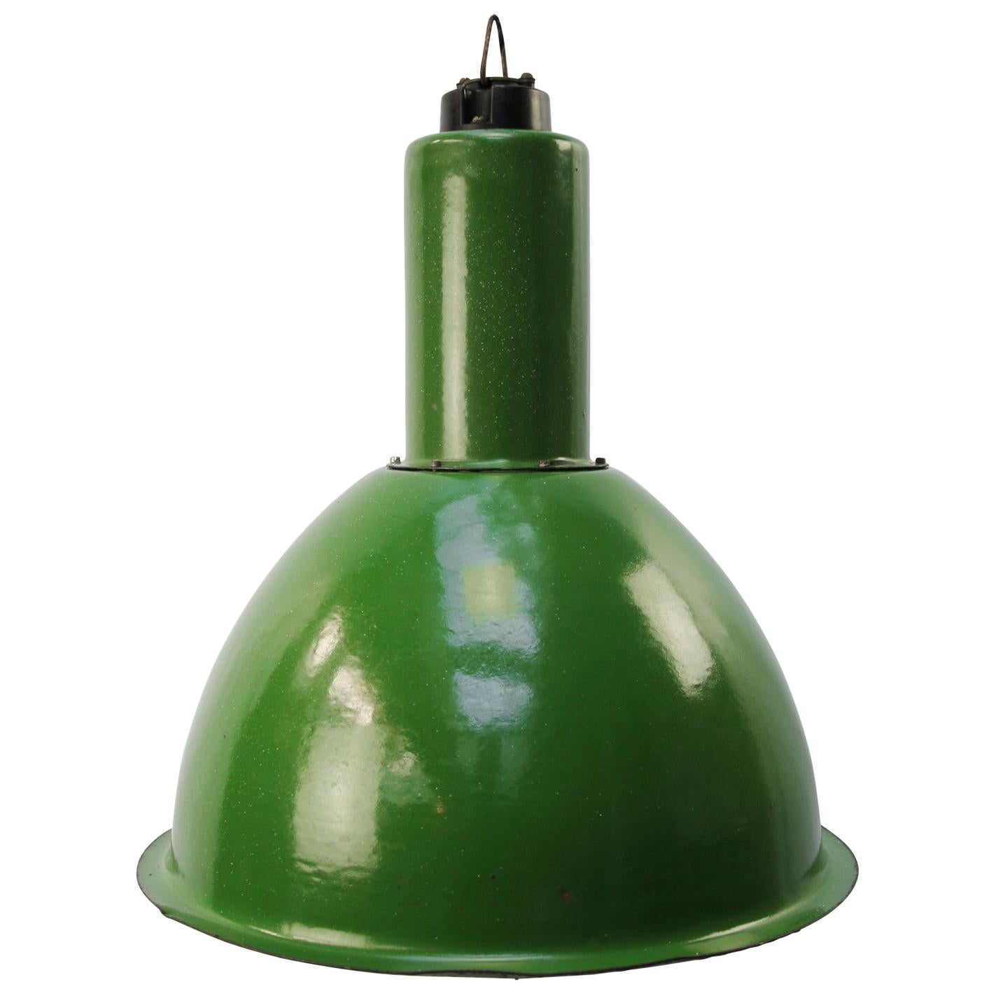 Green Enamel British Vintage Industrial Pendant Light For Sale at 1stDibs