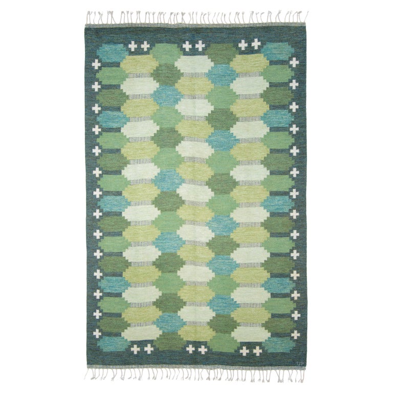 Vintage Flat-weave wool rug by Swedish textile designer Ulla Parkdal ...