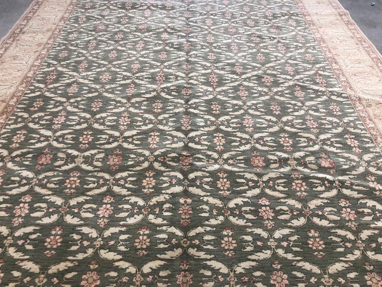 Green Floral Lattice Rug For Sale at 1stDibs