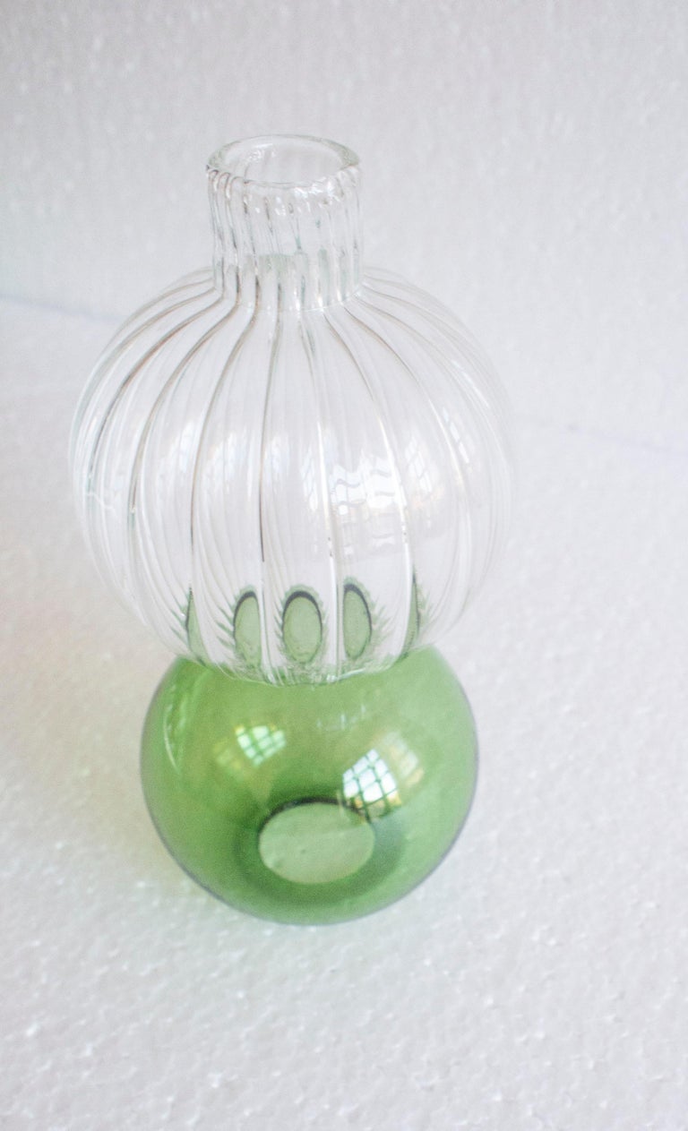 Contemporary Green Glass Flower Blown Vase by Natalia Criado Circular ...