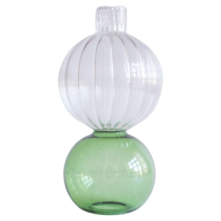 Contemporary Green Glass Flower Blown Vase by Natalia Criado Circular ...