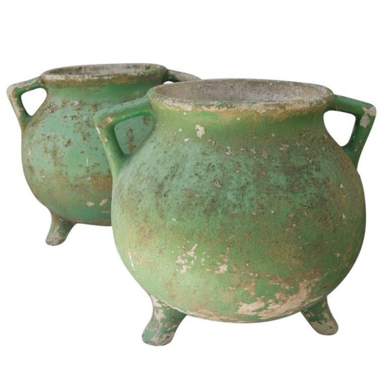 Vintage Green Patina French Cement Marmite Planter, circa 1950 For Sale ...