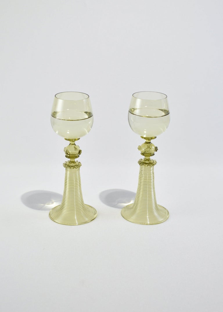 Green Glass Goblets at 1stDibs