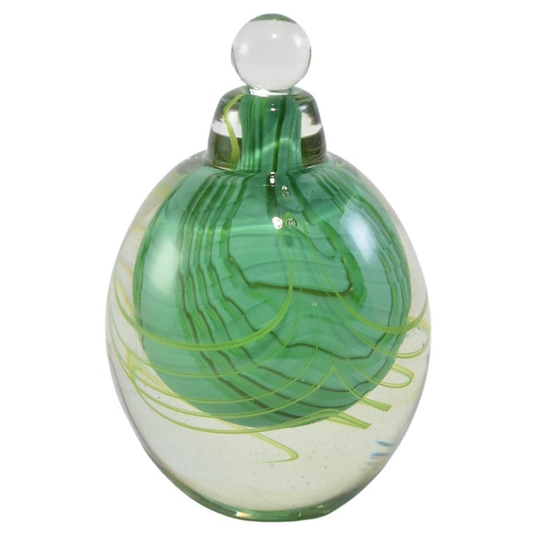 Green Glass Perfume Bottle For Sale at 1stDibs