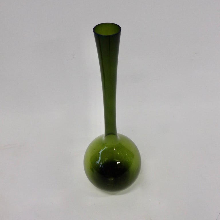 Green Glass Swedish Arthur Percy for Gullaskruf Bottle Vase at 1stDibs