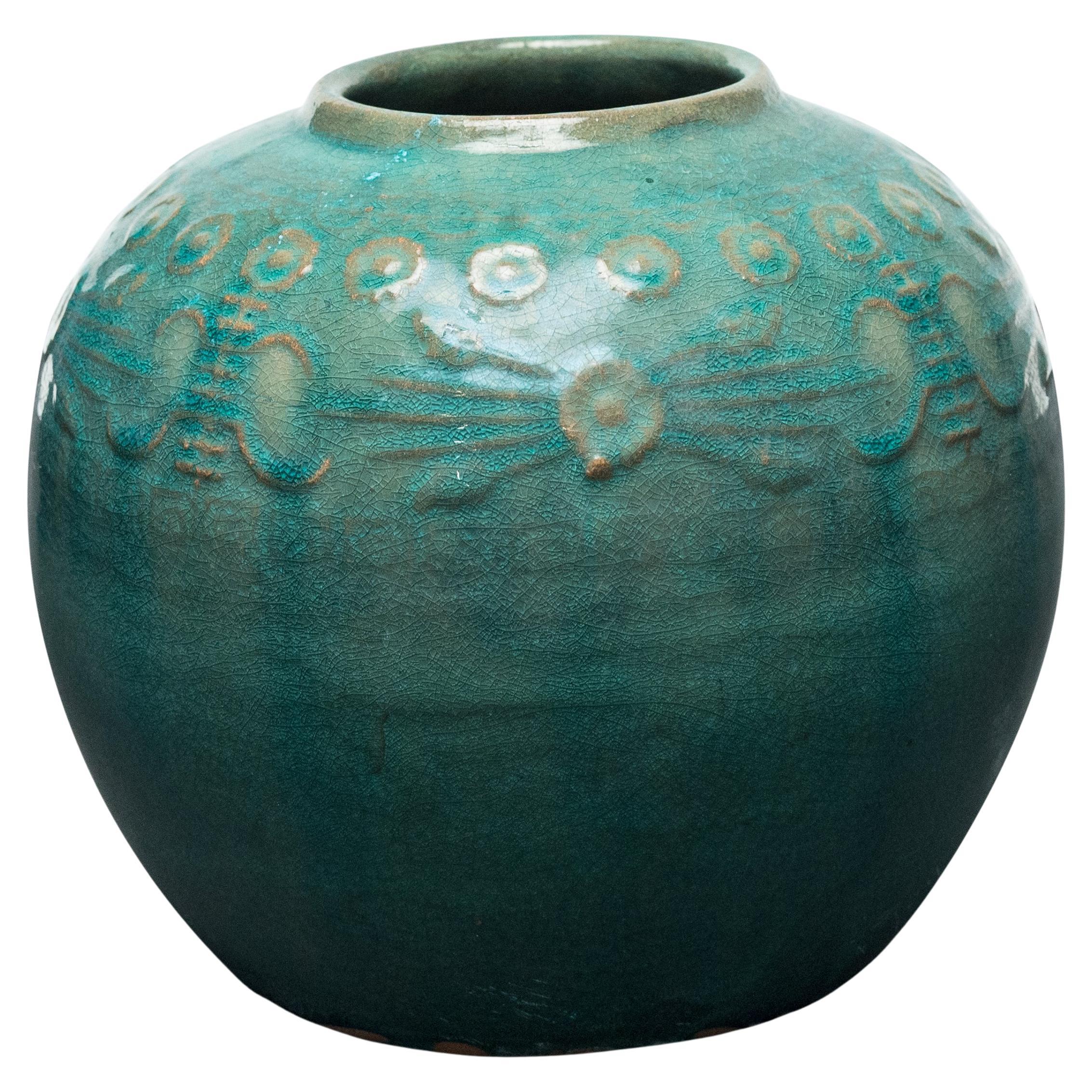 Chinese Green Glazed Salt Jar, c. 1900 For Sale at 1stDibs