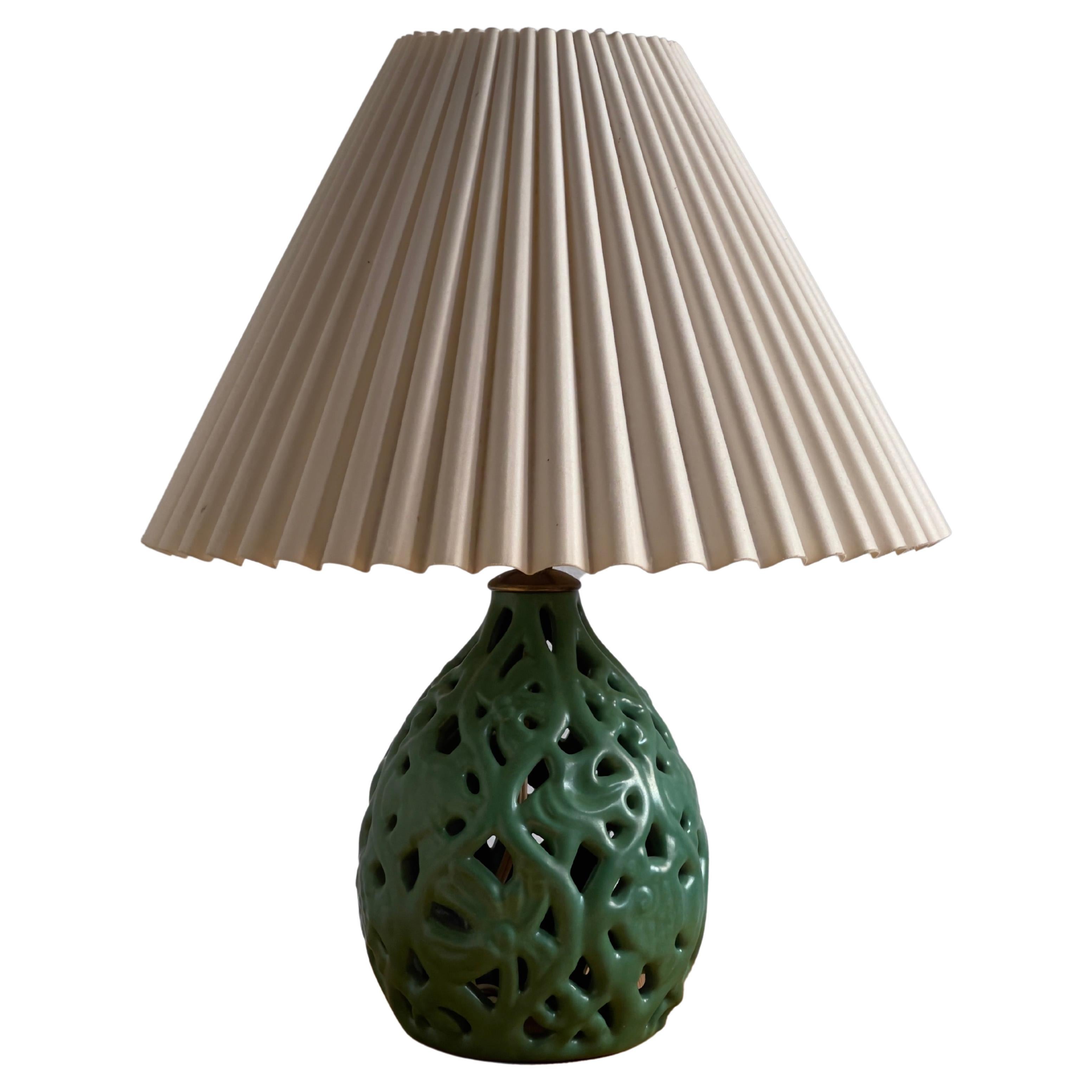 Fluted Green Ceramic Table Lamp by Michael Andersen, 1930s For Sale at ...