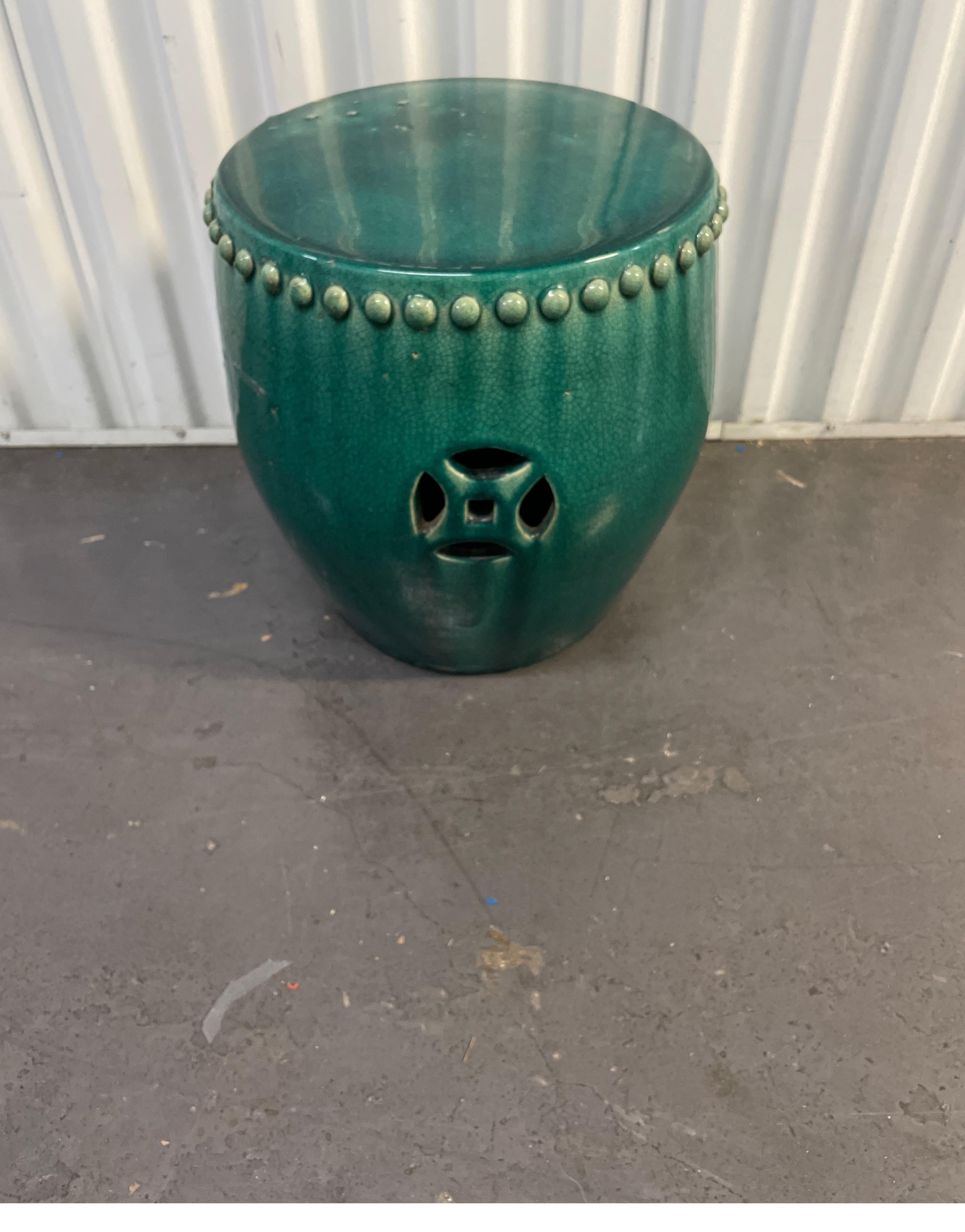 Green Glazed Terra Cotta Chinese Garden Seat at 1stDibs
