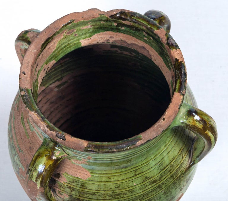 Green-Glazed Terracotta Pot, France, Mid-19th Century at 1stDibs