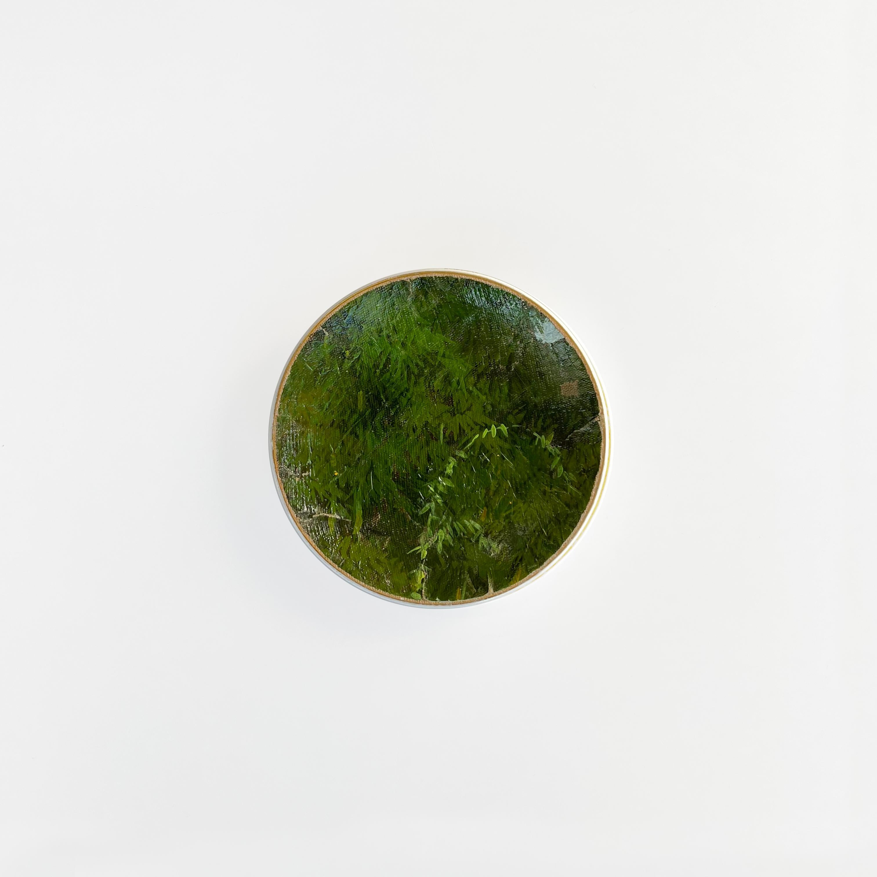 "Green and Gold" Contemporary Installation of Ceramic Plates and Oil on ...