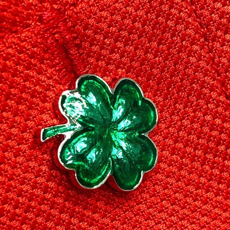 Berca Green Hand Enameled Double Cloverleaf Sterling Silver Cufflinks ...