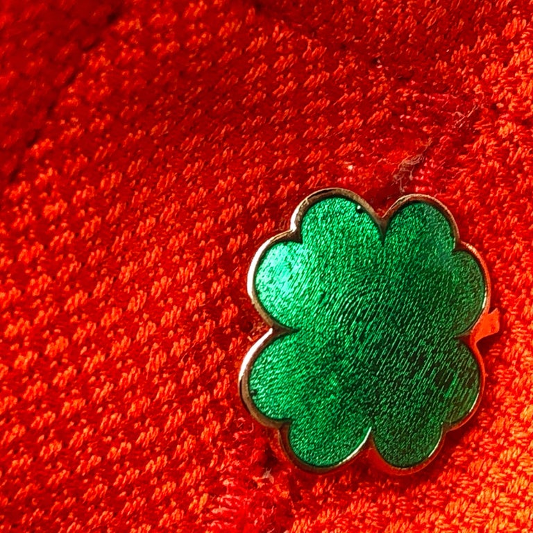 Berca Green Hand Enameled Double Cloverleaf Sterling Silver Cufflinks ...
