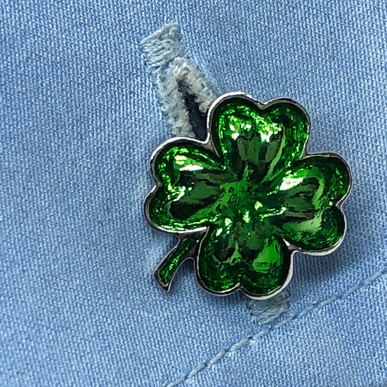 Berca Green Hand Enameled Double Cloverleaf Sterling Silver Cufflinks ...