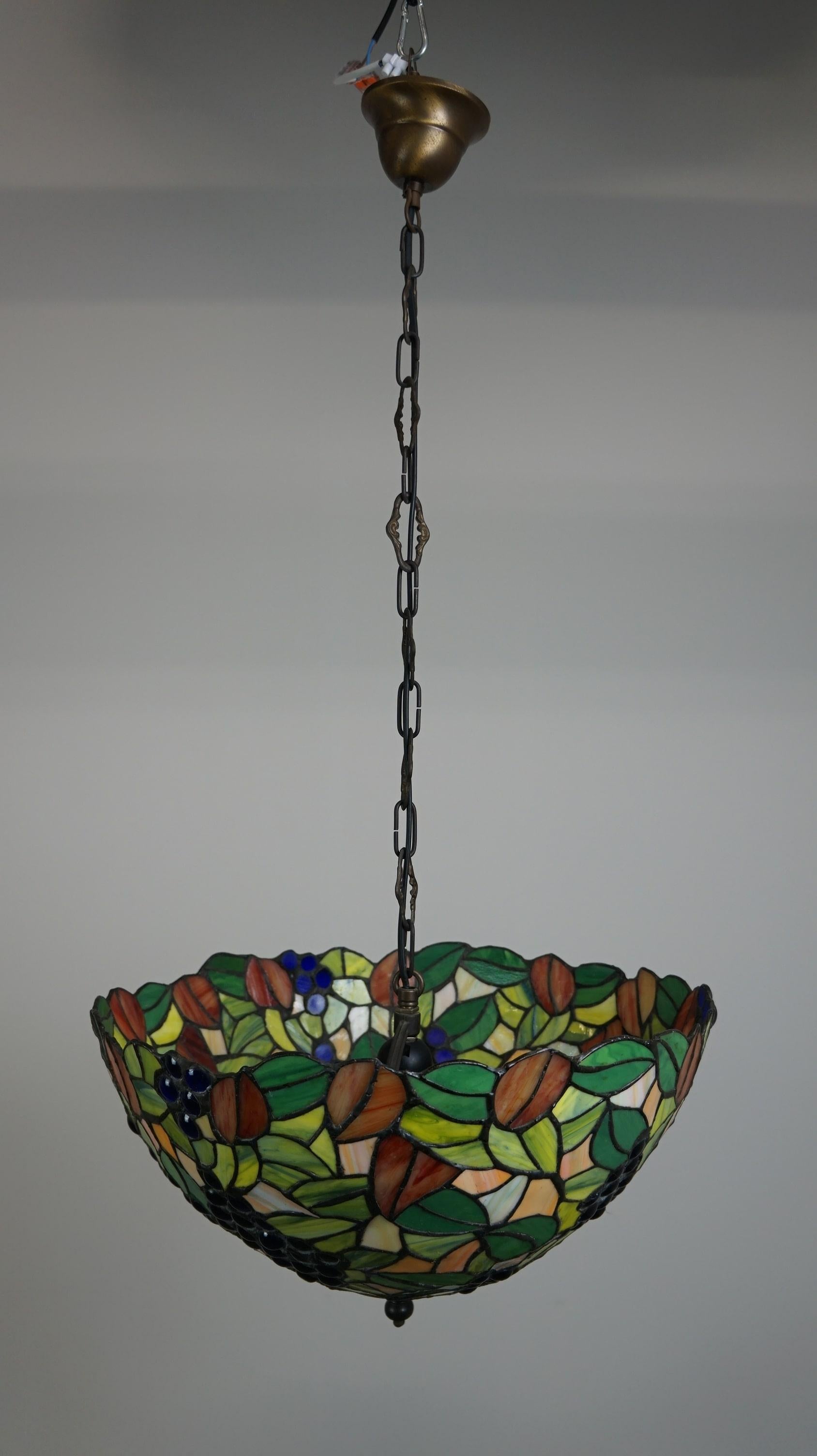 Green hanging lamp in Tiffany style with beautiful colors For Sale at ...