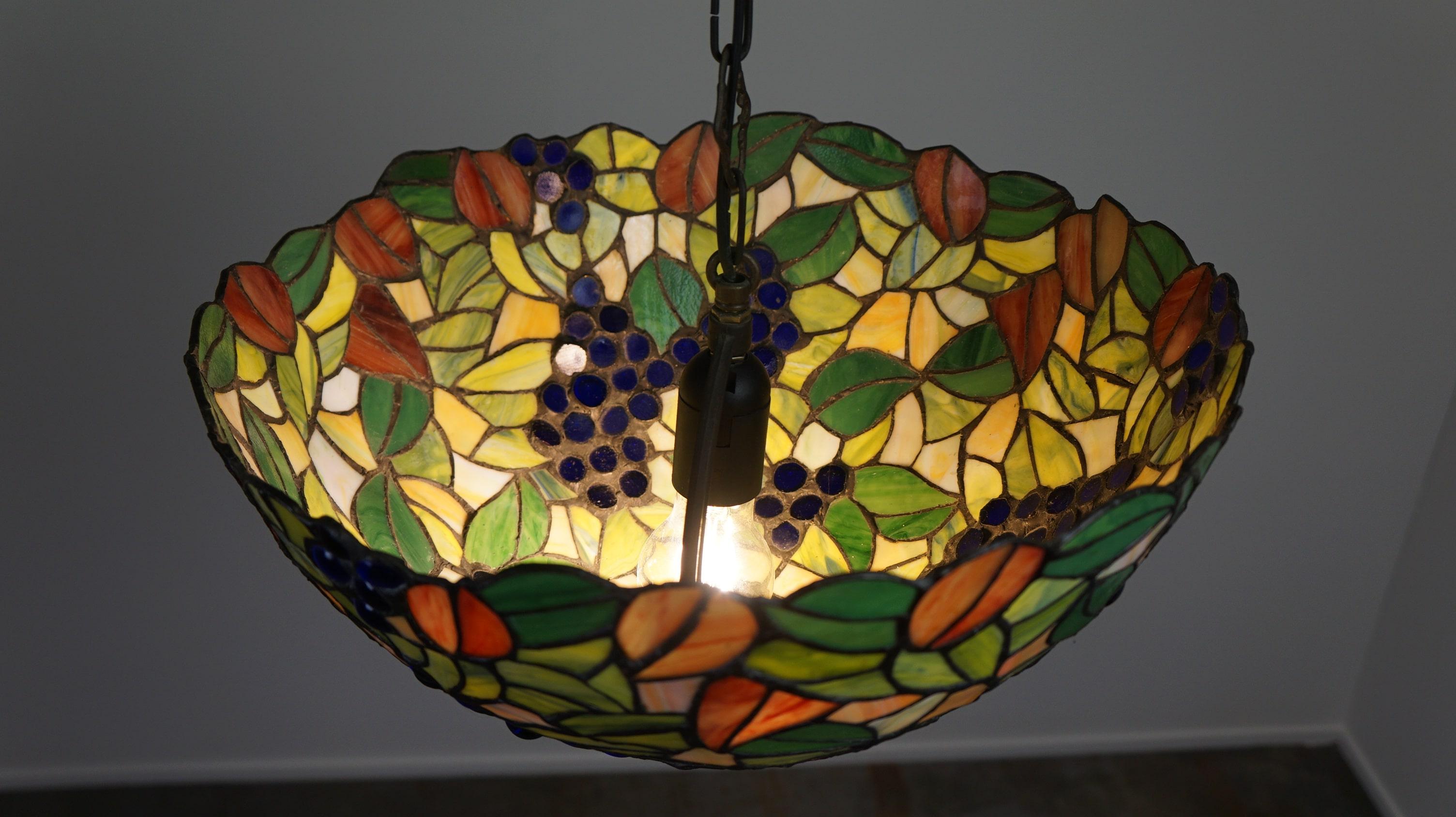 Green hanging lamp in Tiffany style with beautiful colors For Sale at ...