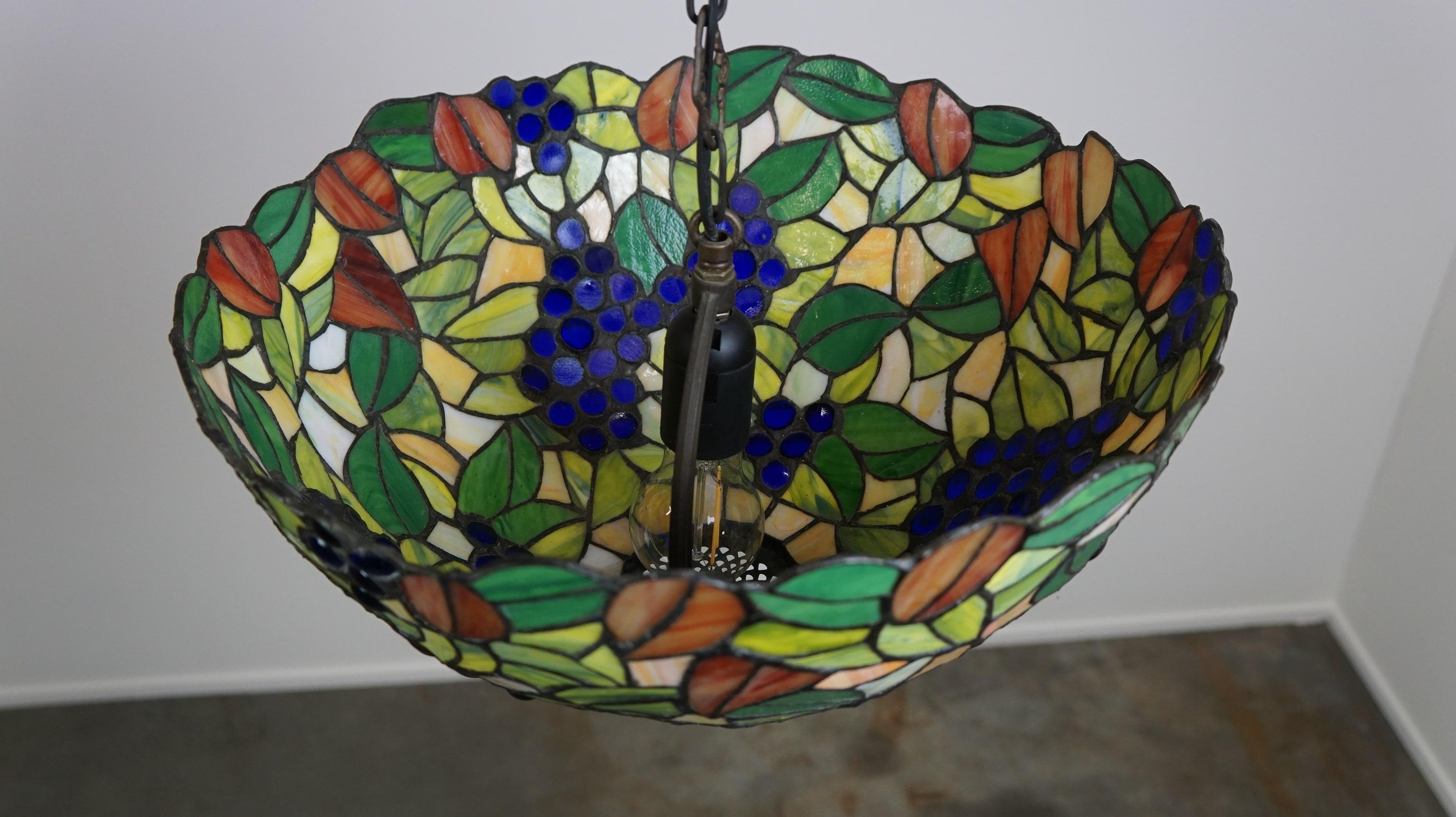 Green hanging lamp in Tiffany style with beautiful colors For Sale at ...
