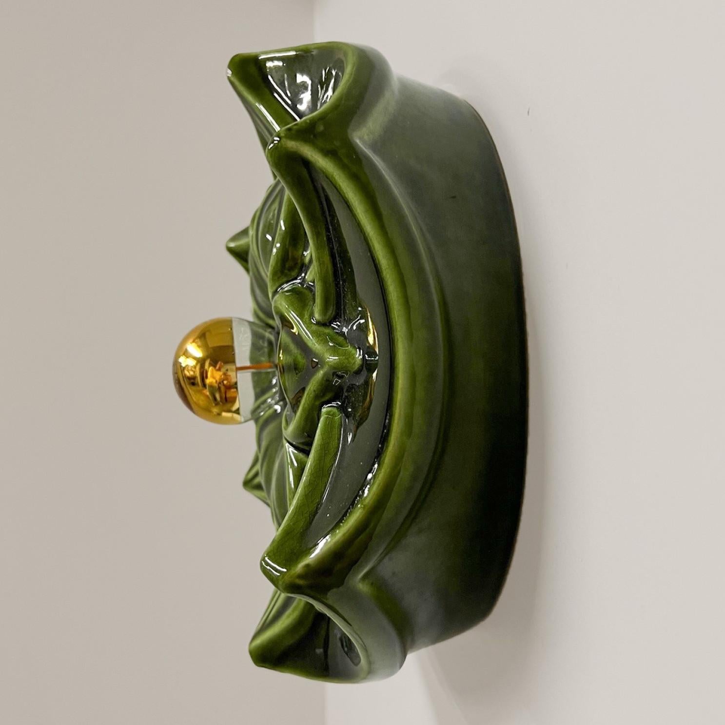 Green Hex-Shaped Flower Ceramic Wall Lights by Hustadt Keramik, Germany ...