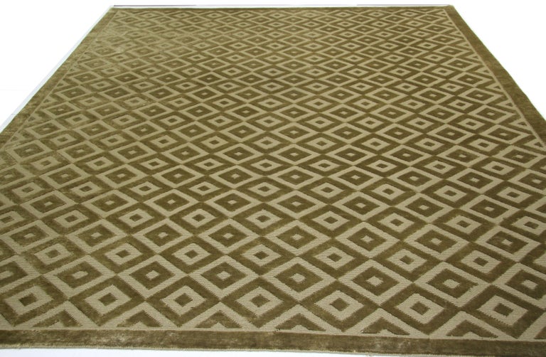 Green High Low Diamonds Area Rug For Sale at 1stDibs