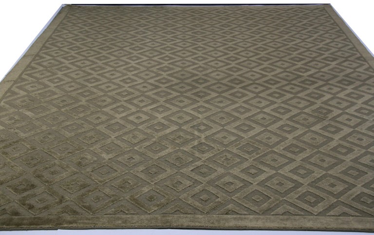 Green High Low Diamonds Area Rug For Sale at 1stDibs