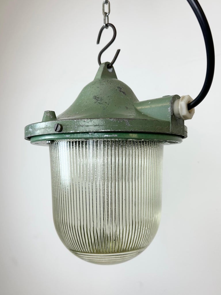 Green Industrial Bunker Light from Polam Gdansk, 1960s For Sale at 1stDibs