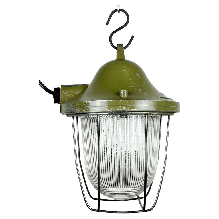 Green Industrial Bunker Light from Polam Gdansk, 1970s For Sale at 1stDibs