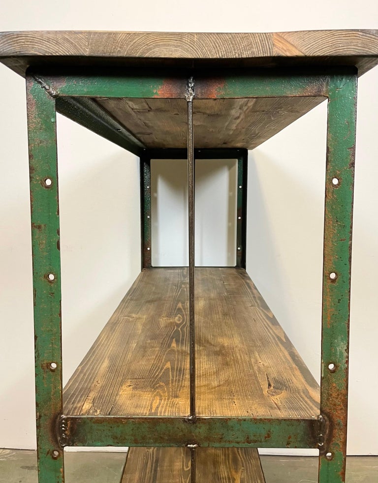 Green Industrial Shelf with Wheels, 1960s at 1stDibs
