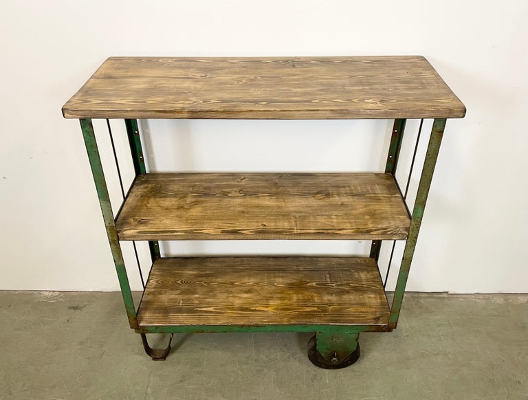 Green Industrial Shelf with Wheels, 1960s at 1stDibs