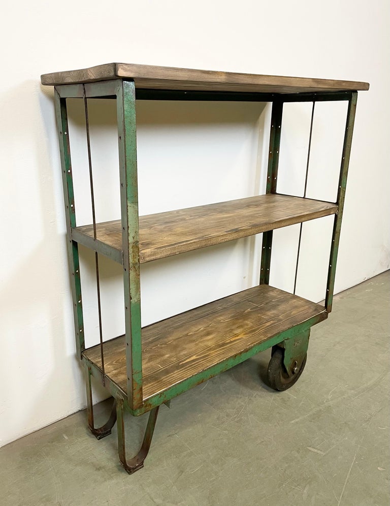 Green Industrial Shelf with Wheels, 1960s at 1stDibs
