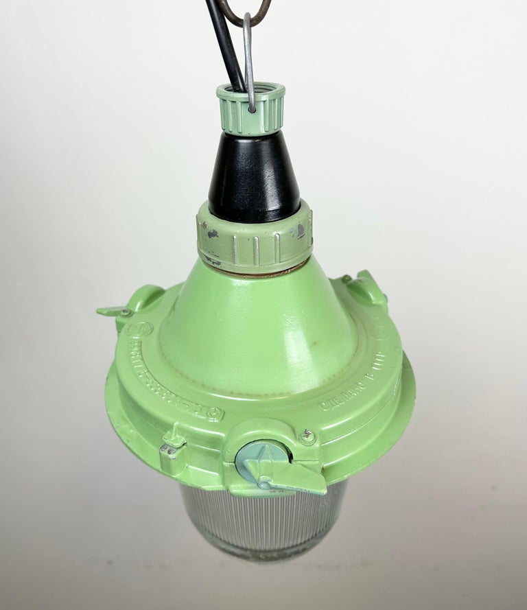 Green Industrial Soviet Pendant Light, 1960s For Sale at 1stDibs