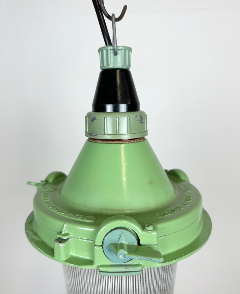 Green Industrial Soviet Pendant Light, 1960s For Sale at 1stDibs