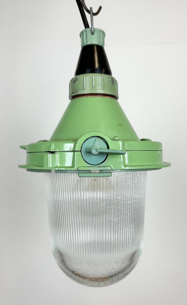 Green Industrial Soviet Pendant Light, 1960s For Sale at 1stDibs