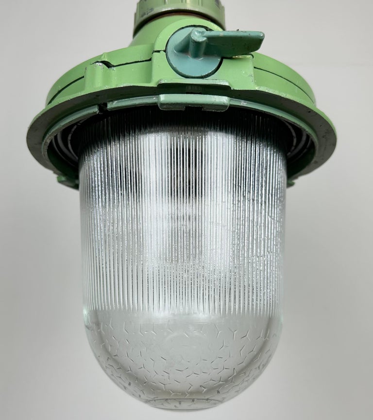 Green Industrial Soviet Pendant Light, 1960s For Sale at 1stDibs