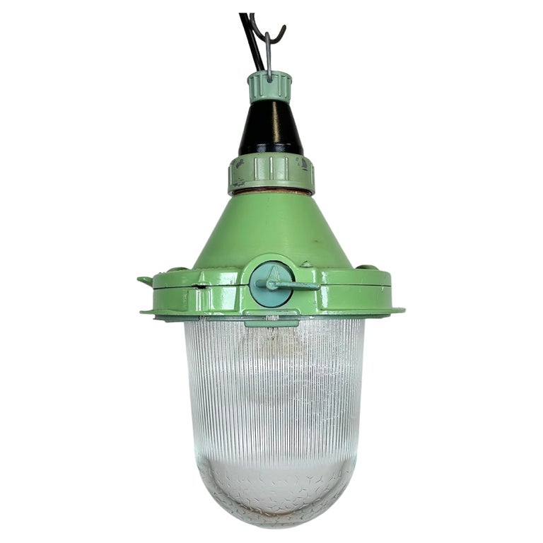 Green Industrial Soviet Pendant Light, 1960s For Sale at 1stDibs