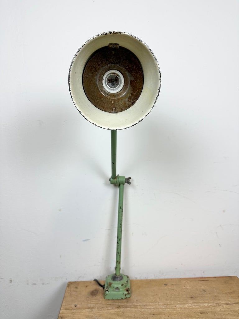 Green Industrial Workshop Table Lamp, 1960s For Sale at 1stDibs