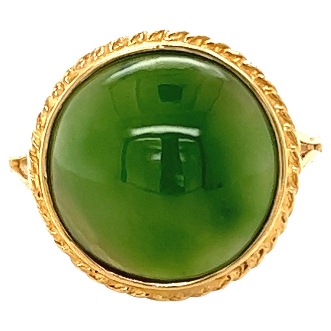 Retro 14 Karat Gold and Jade Cabochon Cocktail Ring For Sale at 1stDibs ...