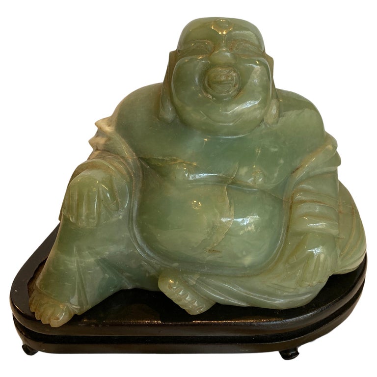 Green Jade Buddha Ho Toi God of Happiness For Sale at 1stDibs