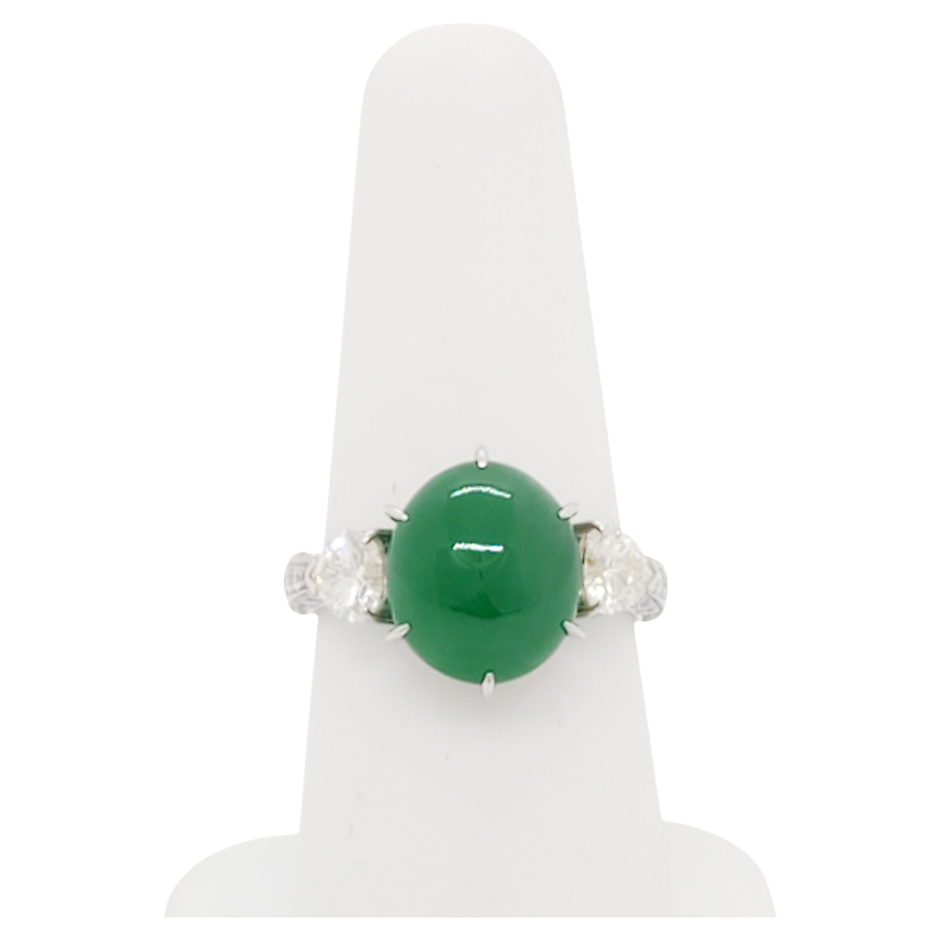 1920s 3 Carat Jade Ring in Platinum and 18 Karat White Gold For Sale at ...