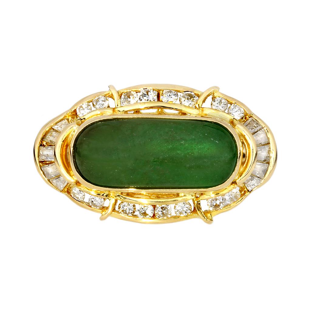 Green Jadeite and Diamond Halo 18K Cocktail Ring For Sale at 1stDibs