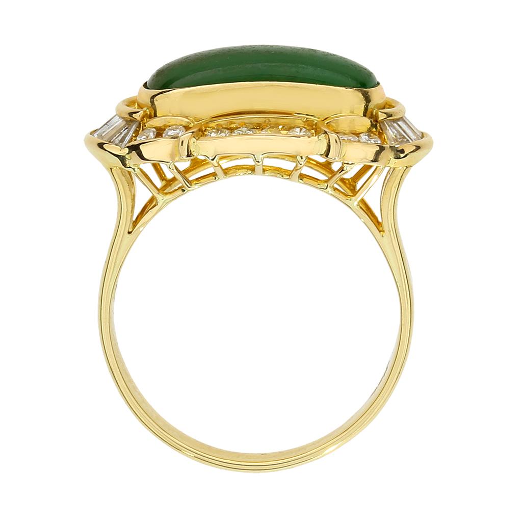 Green Jadeite and Diamond Halo 18K Cocktail Ring For Sale at 1stDibs