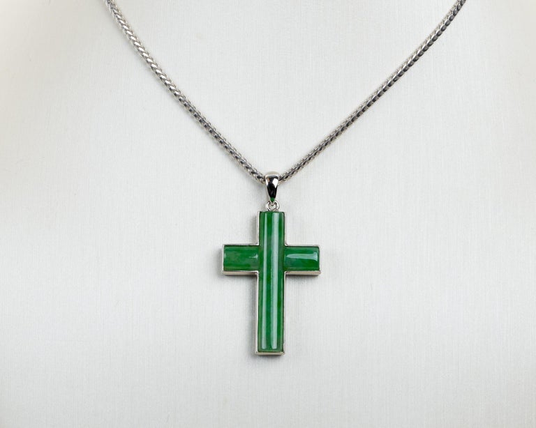 Green Jadeite Jade Cross Pendant, Certified Untreated at 1stDibs | jade ...