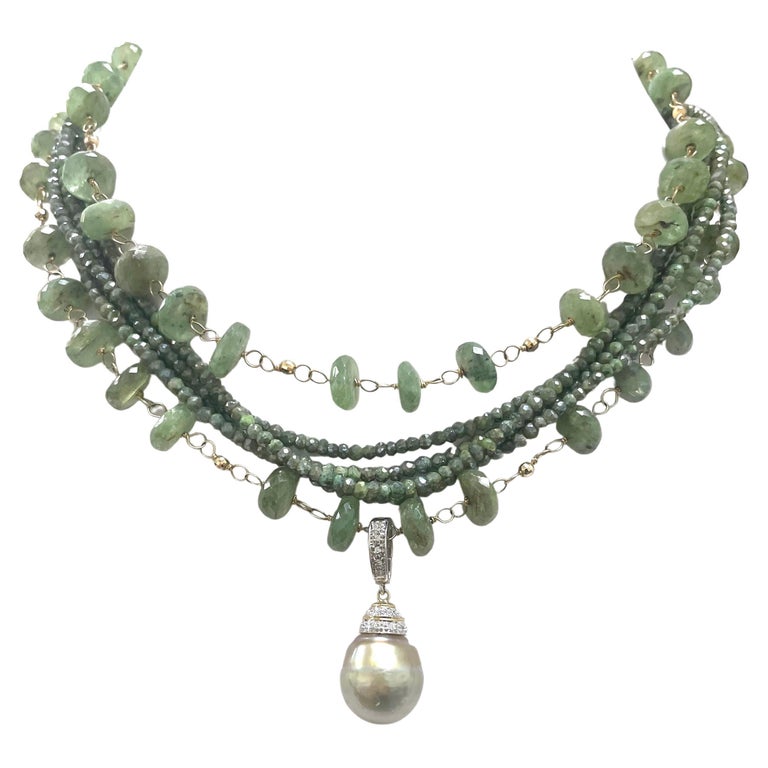Green Kyanite and Silverite Multistrand Paradizia Necklace with ...
