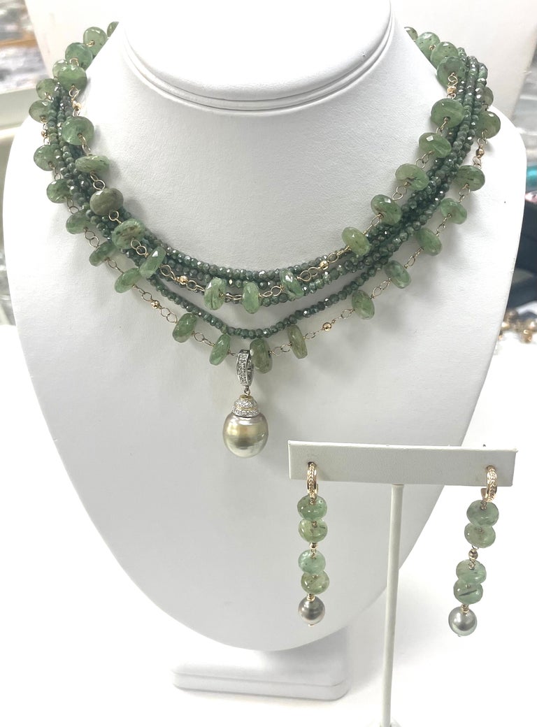 Green Kyanite and Silverite Multistrand Paradizia Necklace with ...