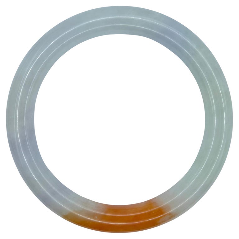 Green, Lavender, Red Tri-Color Jadeite Jade Bangle #2 For Sale at 1stDibs
