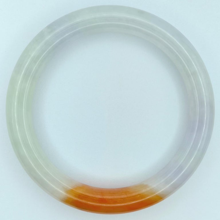 Green, Lavender, Red Tri-Color Jadeite Jade Bangle #2 For Sale at 1stDibs
