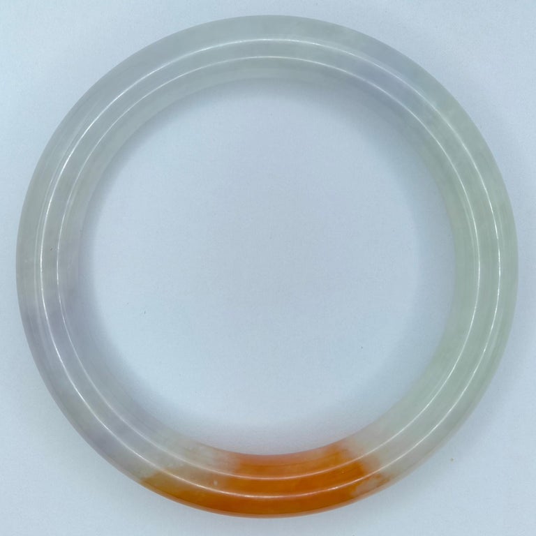 Green, Lavender, Red Tri-Color Jadeite Jade Bangle #2 For Sale at 1stDibs