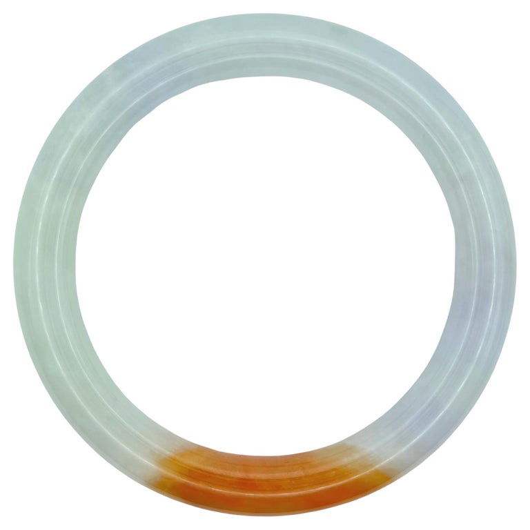 Green, Lavender, Red Tri-Color Jadeite Jade Bangle #2 For Sale at 1stDibs