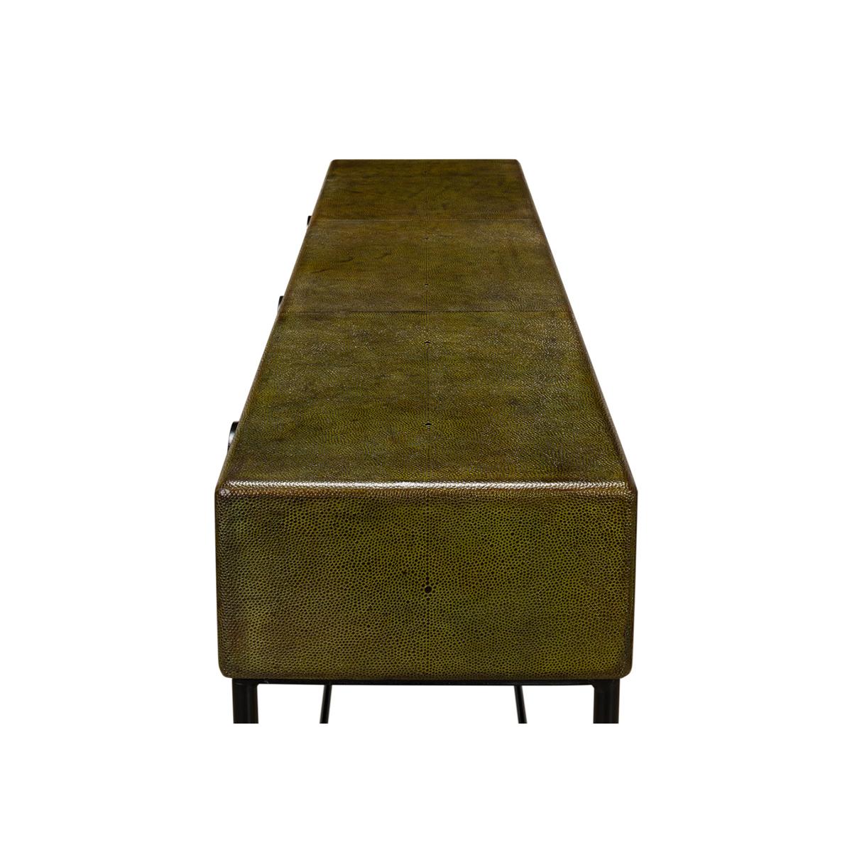 Green Leather Wrapped Modern Console Table at 1stDibs | leather wrapped ...