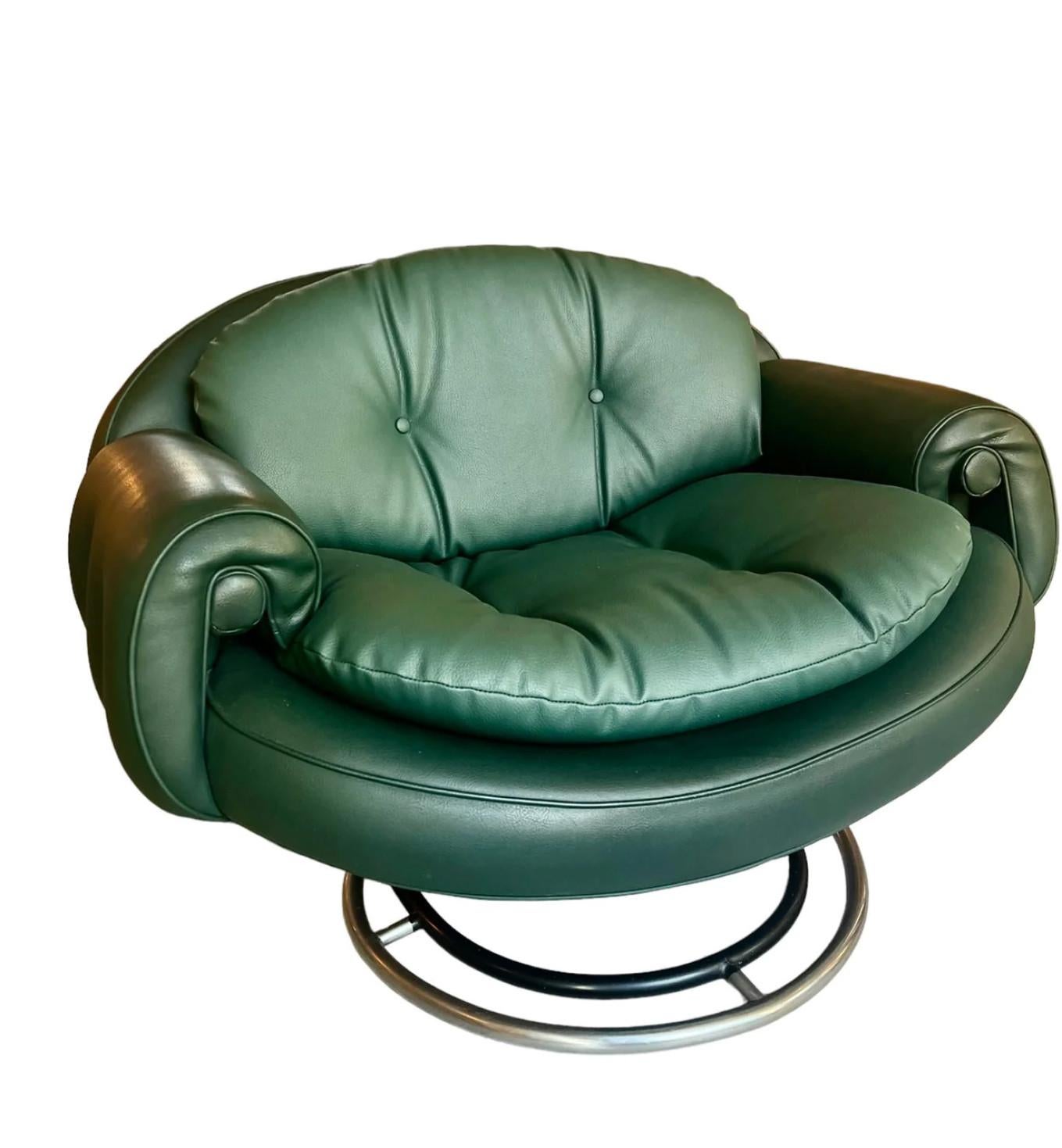 Green Leatherette Armchair by Mario Marenco, Italy, 1970s For Sale at ...